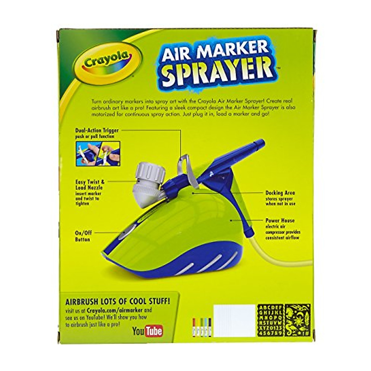 Crayola Air Marker Sprayer Airbrush Kit, Gift for Kids Age 8, 9, 10