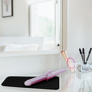 1Pack Silicone Heat Resistant Mat Pouch for Hair Straightener, Curling Iron, Flat Iron and Hot Hair Tools Black