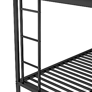 Harper & Bright Designs Bunk Bed with Trundle, Metal Bed Frame with Ladder, Safety Sturdy Guardrail for Kids, Teen, No Box Spring Needed (Twin Over Full,Black)