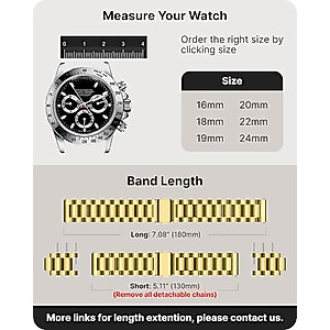 Fullmosa 18mm Stainless Steel Watch band, Quick Release Link Watch Strap Bracelet Compatible with Garmin Vivoactive 4S/Vivomove 3S/Active S/Venu 2S/Move 3S, Golden
