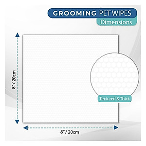VET PRIME CARE Pet Grooming Wipes for Dogs & Cats, 8” x 8” Plant-Based, Wipes for Cleaning & Deodorizing, Suitable for Pets Body Like Face, Paws, Belly, and Butt, Unscented - 100 Count