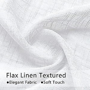 XTMYI White Kitchen Curtains 24 Inch Length Set of 2 Panels Cafe Curtain Tiers Linen Textured Semi Sheer Boho Farmhouse Short Curtains for Small Bathroom Basement Window RV Camper