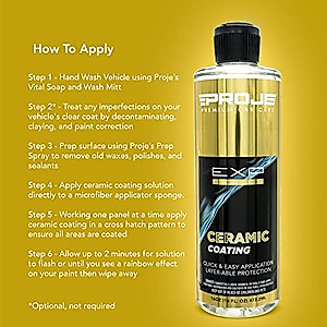 Proje Premium Car Care - 12+ Month Ceramic Coating - Easy to Apply - Professional-Grade Ceramic Sealant - Safe on All Surfaces - Hydrophobic Ceramic Sealant For Cars, RVs, Motorcycles, Boats, and ATVs