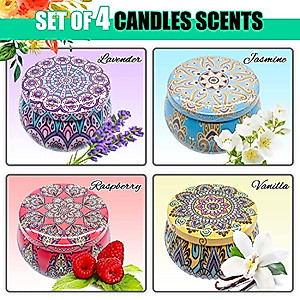 Scented Candles Gift Set - Made of Natural Soy - Luxuriously Designed Tin - Eco-Friendly - Stress Relief Candles - Gift Idea for Women, Weddings, Party, Birthdays, Anniversary- Set of Four