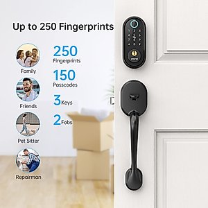 Smart Lock, SMONET Fingerprint Door Lock Smart Deadbolt Keyless Entry - Electronic Digital Keypad with Biometric Fingerprint, Smartphone App Auto Lock Bluetooth Keys Fobs Smartlock for Alexa, Home