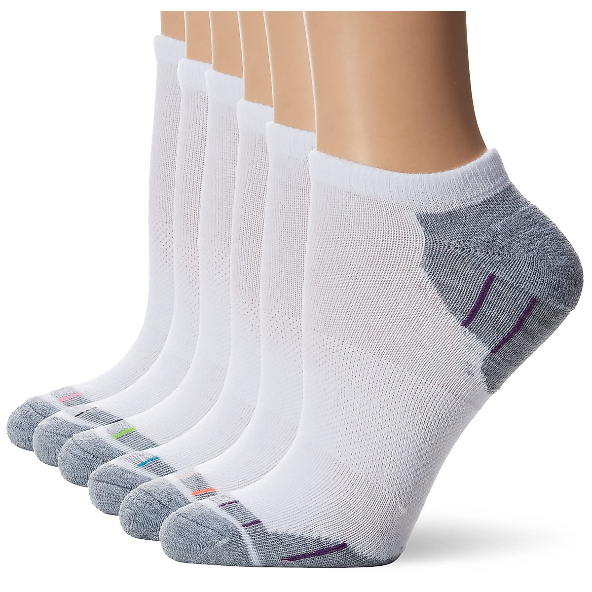 Hanes womens 6-pair Comfort Fit No Show athletic socks, White, 5 9 US