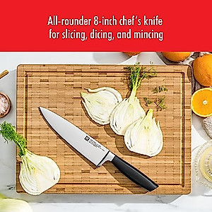 ZWILLING All Star 8-inch Chef Knife, Razor-Sharp German Knife, Made in Company-Owned German Factory with Special Formula Steel perfected for almost 300 Years, Dishwasher Safe, Black End Cap