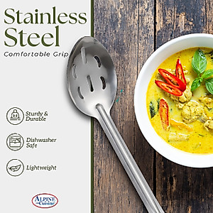 Alpine Cuisine Stainless Steel 13in Slotted Spoons, Kitchen Quick Cooking Straining & Serving Spoon with High Heat Resistant, Comfortable Grip Handle & Durable, Easy to Uses & Dishwasher Safe