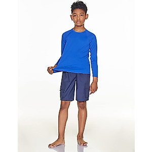 TSLA Kids Youth UPF 50+ Long Sleeve T-Shirt, Athletic Sports Dry Fit Sun Shirts, UV Sun Portection Fishing Shirts, Loose Fit Rashie Blue, 14