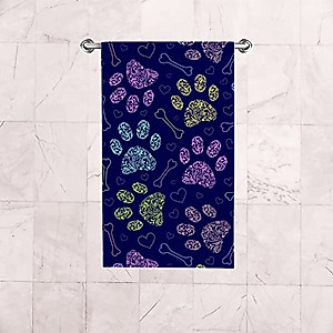 Hand Bath Towels 2 Pack Floral Animal Paw Bone Absorbent Face Fingertip Towels for Bathroom Kitchen Gym Spa Soft Hair Drying Cloth Quick Dry, 30 x 15 Inch