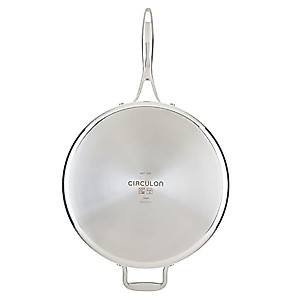 Circulon C1 Series Clad Stainless Steel with ScratchDefense Technology Cookware Nonstick Induction Saute Pan with Lid and Helper Handle, Metal Utensil Safe, 5 Quart - Polished Stainless Steel