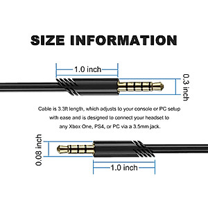 Adhiper A50 Replacement Cord Inline Mute Cable, Headsets Cord Audio Headset Cable for Astro A10 A30 A40 A50 G633 G933 Gaming Headphones, for Xbox One PS4 PC Gaming Mobile MixAmp (Black)