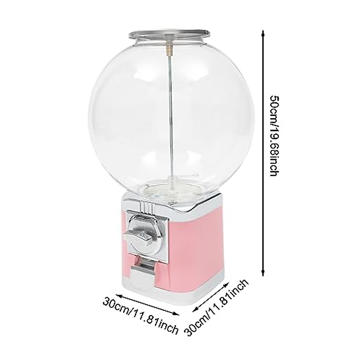 Gdrasuya10 Vending Machine, 18.11" Big Bubble Gumball Machine Lockable Candy Gumball Dispenser Machine Large Capacity Toy Vending Machine for 1.26inch Ball, Candy or $1 Coins, Pink