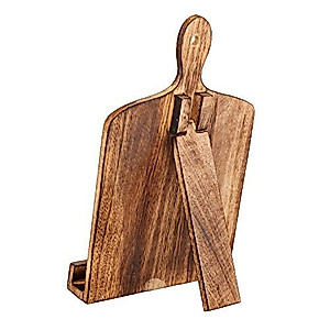Valentines Day Gifts Wooden Cookbook Stand Recipie Book Holder for Cooking Cook Book Stand Chopping Board Style Foldable Easel for Kitchen Ipad Tablet (Brown)