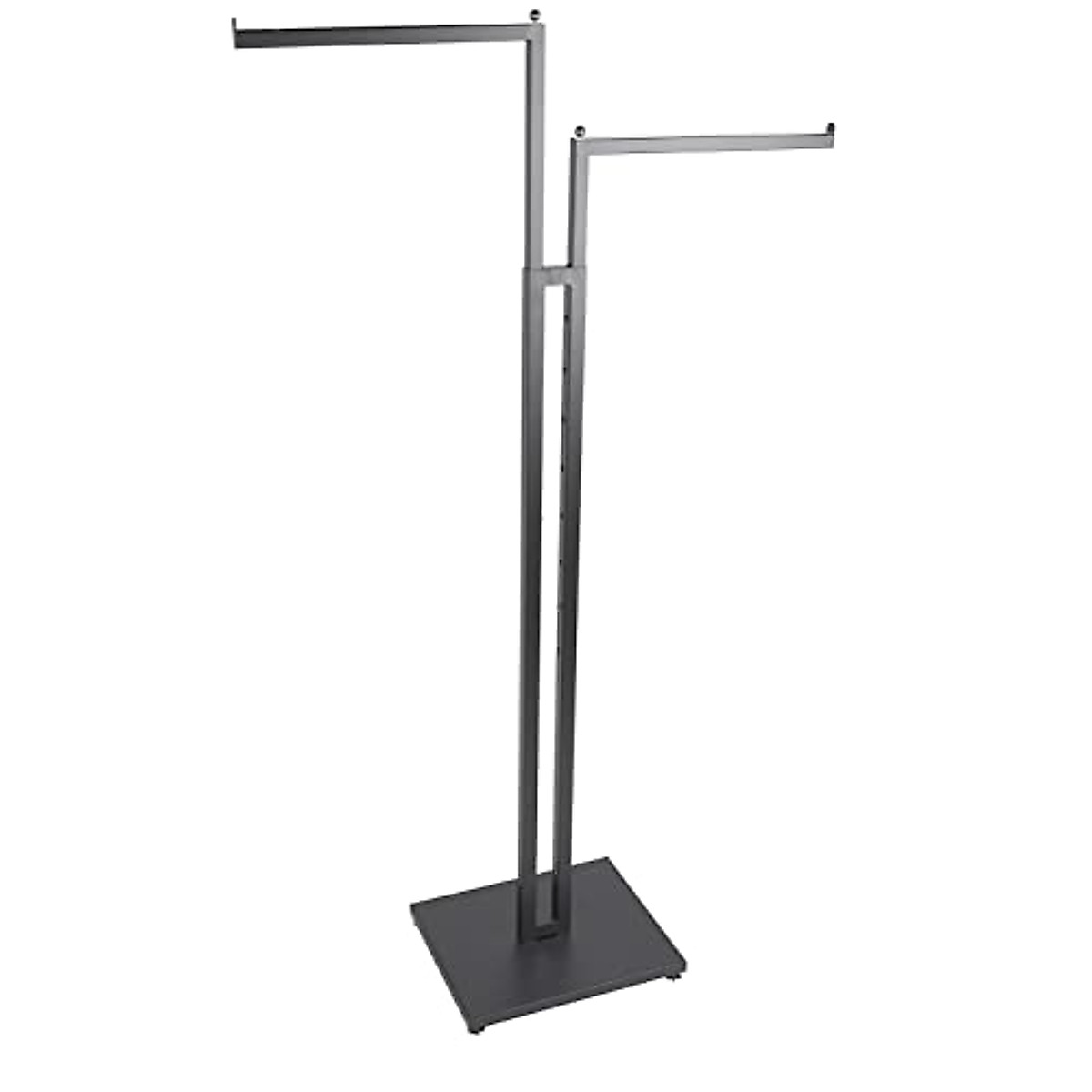 Black 2-Way Clothing Rack with Straight Arms and Chrome Accents - Adjustable from 48" to 72" - Straight Arms are 16'' - Use for Retail, Restaurants, and Home Storage