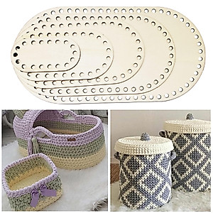 Yayatty 5 PCS Wooden Basket Bottom, Oval Crochet Knitting Basket Wood Base Shaper for DIY Basket Craft Weaving Making Supplies