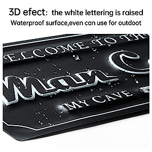 Man Cave Sign.Mancave Stuff for Men.Black Metal Sign for Man Cave Decor.14" X 7" Mancave Wall Decorations."My Cave,My Rules".Sign Men,Men Decor.