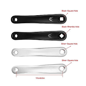 Bike Crank Arm, Bike Crank Shaft Replacement Mountain Bike Aluminum Alloy Left Hand Crank Arm Horizontal Taper (Silver- Hole) Bike Crank Arm Crank Parts For