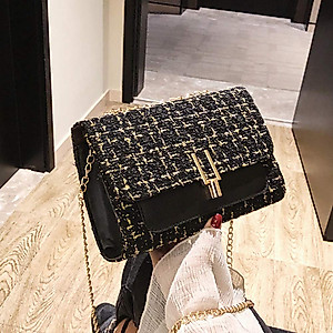 BOLUBILUY Women's Elegant Messenger Bag,Fashion Button Woolen Simple Design Chain Shoulder Bag Messenger Bag Purse Phone