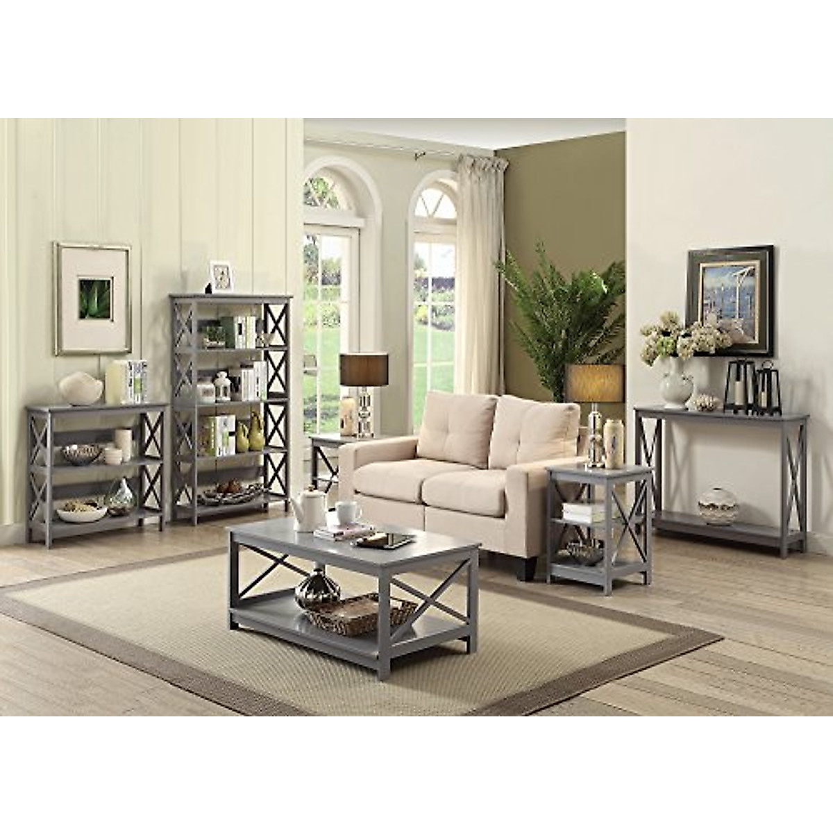 Convenience Concepts Oxford End Table with Shelves, Gray