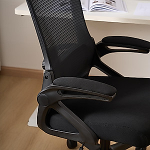 Voohek Ergonomic Swivel Office Wheels and High Breathable Mesh Back, Height Adjustable, Computer w/Flip Up Arms, Lumbar Support & Headrest, Black Chair
