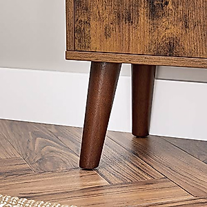 VASAGLE Bookcase, 2-Tier Retro Bookshelf with Doors, Storage Cabinet for Books, Photos, Decorations in Living Room, Office, Study, Mid-Century Style, Rustic Brown ULBC09BX