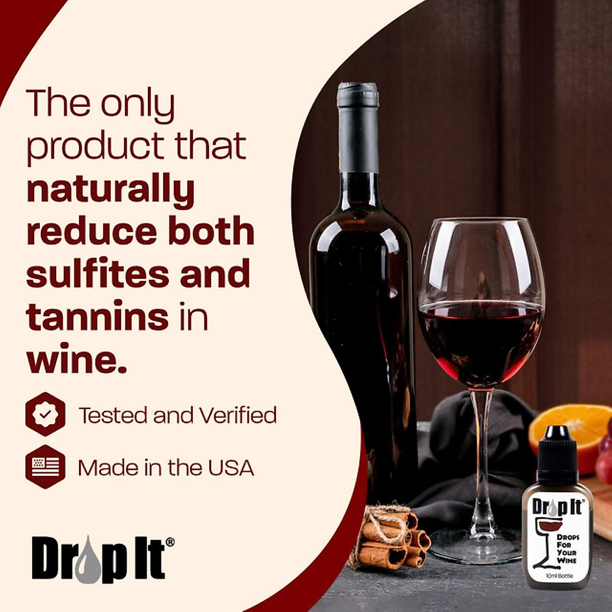 Drop It Wine Drops 2pk - The Original Sulfite and Tannin Reducer - Naturally Eliminate Sensitivities, Allergies, and Histamines - Portable Wine Wand Alternative - Easy To Use - Treat Up To 55 Glasses