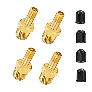 GODESON 1/4" NPT Tank Valve, Anti-Corrosion Brass Schrader Valve with 1/4" Male NPT,Using with Air Compressor Tanks(Pack of 4)