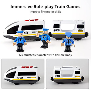 Wood City Battery Operated Train for Wooden Train Track, Electric Locomotive Train Set with Powerful Engine Compatible with Thomas, Brio, Chuggington, Bullet Train Toys for Toddlers 3 4 5 Year Olds