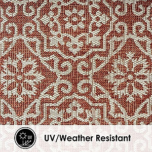 Nicole Miller New York Patio Country Danica Transitional Geometric Indoor/Outdoor Area Rug, Terracotta/Ivory , 7'9"x10'2"