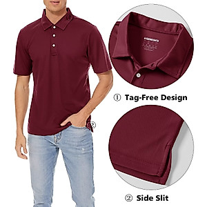 MAGCOMSEN Short Sleeve Polo Shirts for Men Quick Dry Polo Shirt Golf Polo Shirts Work Shirts Athletic Fall Shirts Golf Shirts Wine