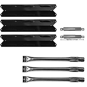 Votenli P9623A (3-Pack) S1621A (3-Pack) 14 7/8" Porcelain Steel Heat Plate and Burner Replacement for Kenmore 146.23678310, 146.23679310, 640-05057371-6, 640-05057373-6 Gas Grills Models