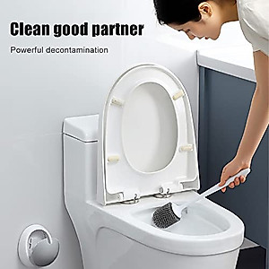 Silicone Toilet Brush and Holder Set,Toilet Bowl Scrubber for WC Accessories Cleaning Tools Wall-Mounted Home Bathroom Accessories Sets,Black Furniture (Color : Gray)