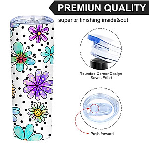 Daisies Vibrant Colours 20oz Tumbler With Lid Gifts for Kids, Birthday Gifts, Travel Mug for Friends Vacuum Stainless Steel Coffee Mug Stemless (Pack of 1)