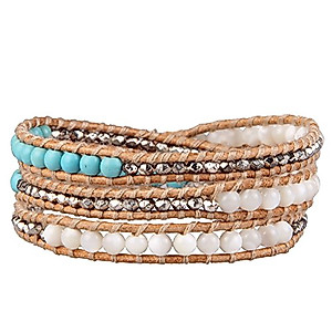 KELITCH New Star Turquoise Bracelets Love Silver Beads 3 Wrap Bracelet Women Shell Pearl Bracelets