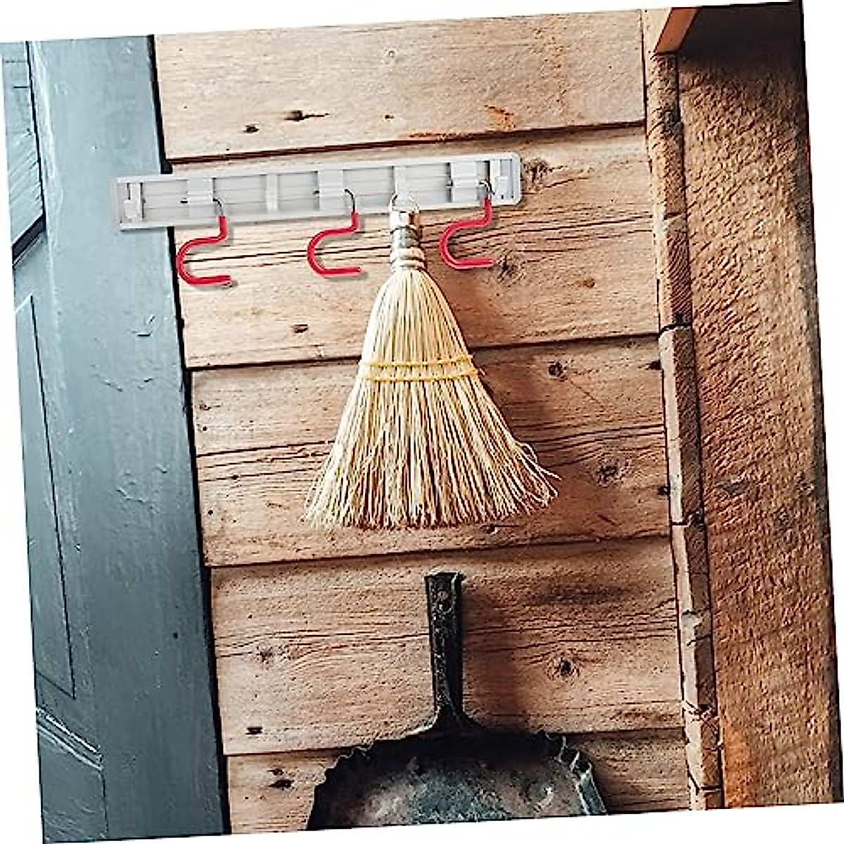 HOOTNEE Broomstick Aluminum Mop Holder Broom Hanging Rack Broom Holder Hooks Adjustable Garage Tool Organizer Wall Mounted Clothes Mount Clothing Rack Key Rail Mop Organizer Aluminum Alloy