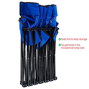 Trademark Innovations Portable Mesh 6-Seater Folding Bench, Blue