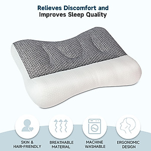 DOINUO Super Ergonomic Pillow, Orthopedic Correction Bed Pillow Repair Traction Pillow, Neck Support Pillow for Side Sleepers, Neck and Shoulder Pain Pillow for All Sleeping Positions