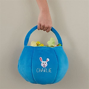 Personalization Universe Embroidered Build Your Own Bunny Personalized Easter Treat Bag, Customize with Any Name, Boy and Girl Options, Ideal for Easter Basket Stuffers - Blue