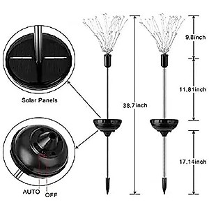 HFLYJPYW Solar Garden Lights Solar Fireworks Lights 150 Lights 2 Pack Solar String Lights with 2 Lighting Modes Garden, Terrace, Courtyard, Flower Bed, Party (Warm White) (Warm White)