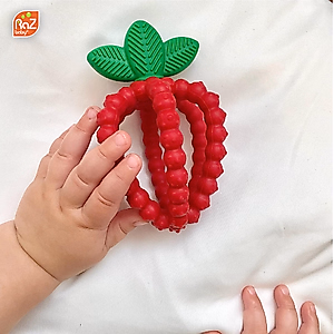 RaZbaby Silicone Infant & Baby Teething Toy, Textured BerryBumps Soothe Babies’ Sore Gums, RaZberry Bites Relief Teether, Back & Front Teeth, BPA Free, Easy to Hold, Fruit Shape for Babies 3M+ - Blue