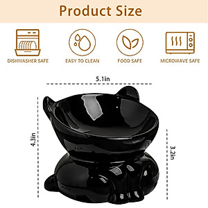 Elevated Cat Bowls, 15° Tilted Raised Cat Food Bowl Anti-Vomiting,Whisker Friendly, Cat Dishes for Protecting Spine (Black)