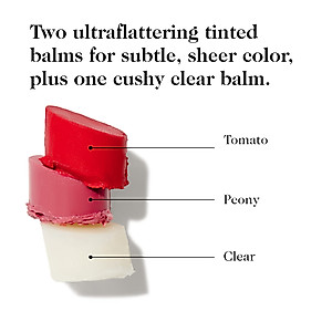goop Beauty Lip Balm Trio | Moisturizing & Hydrating Lip Balm for Chapped, Cracked & Dry Lips | Clear, Peony, and Tomato | Lip Tint with Nourishing Formula | Petroleum & Paraben Free | 0.16 oz Each