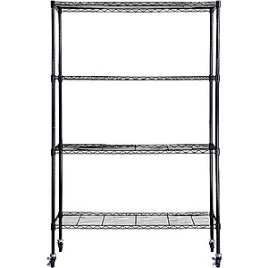 VEVOR Storage Shelving Unit, 4-Tier Adjustable Storage Shelves, 48" L x 18" W x 74" H Garage Storage Shelves, Metal Shelves with Wheels for Kitchen Pantry Basement Bathroom Laundry