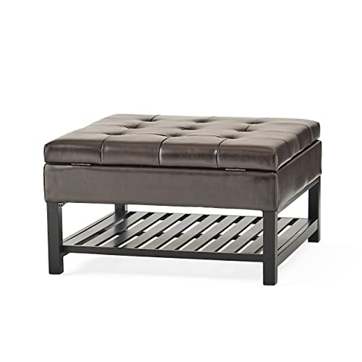 Christopher Knight Home Miriam Ottoman with Storage and Bottom Rack, Brown