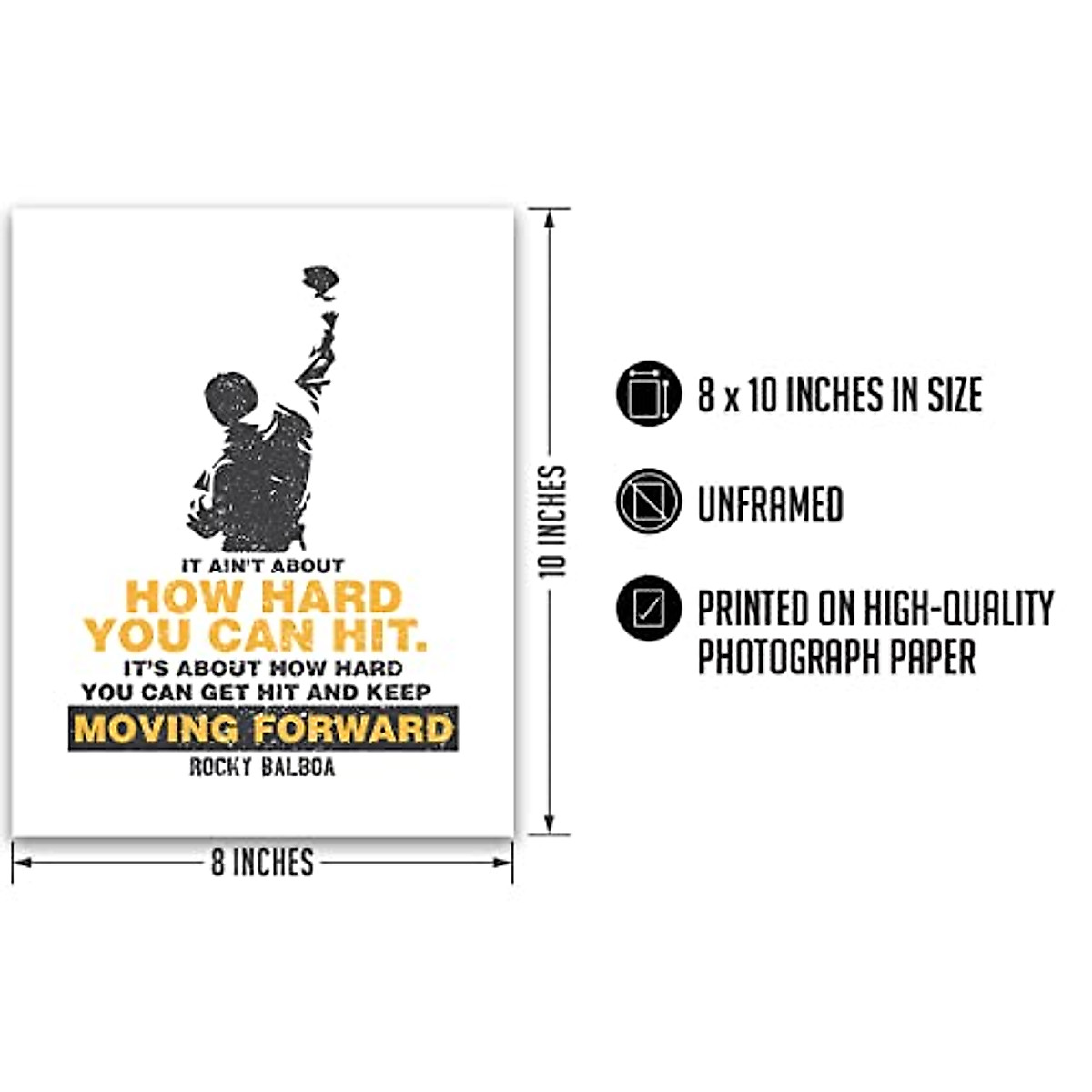 It Ain’t About How Hard You Can Hit - Rocky Balboa Quote - 8x10 Unframed Boxing Wall Decor Art Print On A White Background - Great Inspirational Gift For Boxers And Athletes