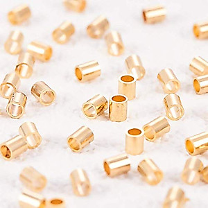 BENECREAT 60PCS 18K Gold Plated Spacer Beads Small Metal Beads for DIY Jewelry Making and Craft Work - (2.5mm Hole)
