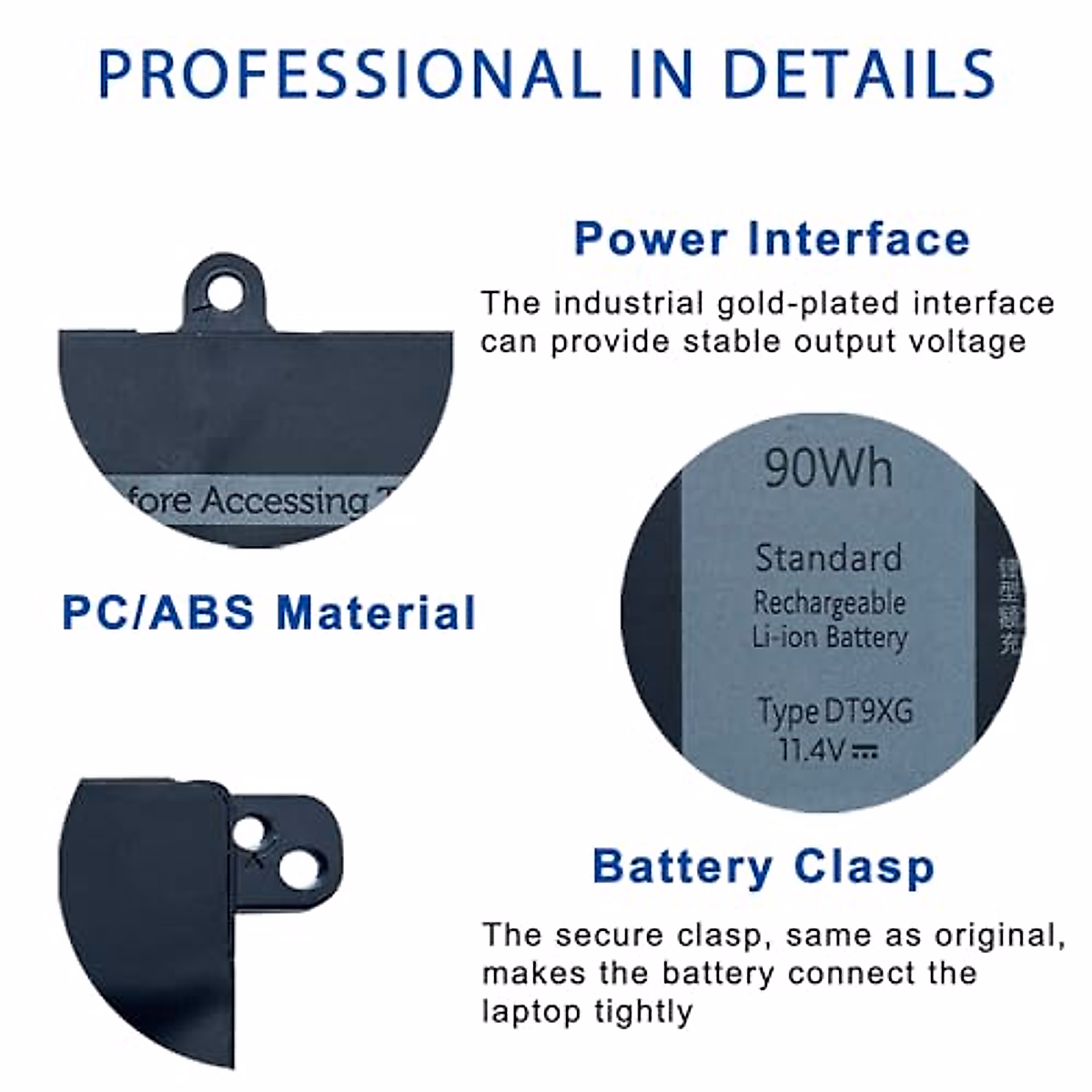 EFOHANA DT9XG 90Wh 6-Cell Laptop Battery Replacement for Dell Alienware Area-51m R1 R2 ALWA51M-D1968W D1969PW D1766W D1733B D1746WD1748DW D1735DB D1733PB Series 07PWKV 0KJYFY 11.4V