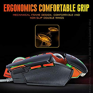Shenligod Gaming Mouse Wired [3200 DPI] [Programmable] [Breathing Light] Ergonomic Game USB Computer Mice RGB Gamer Desktop Laptop PC Gaming Mouse,8 Buttons forWindows PC Gamers