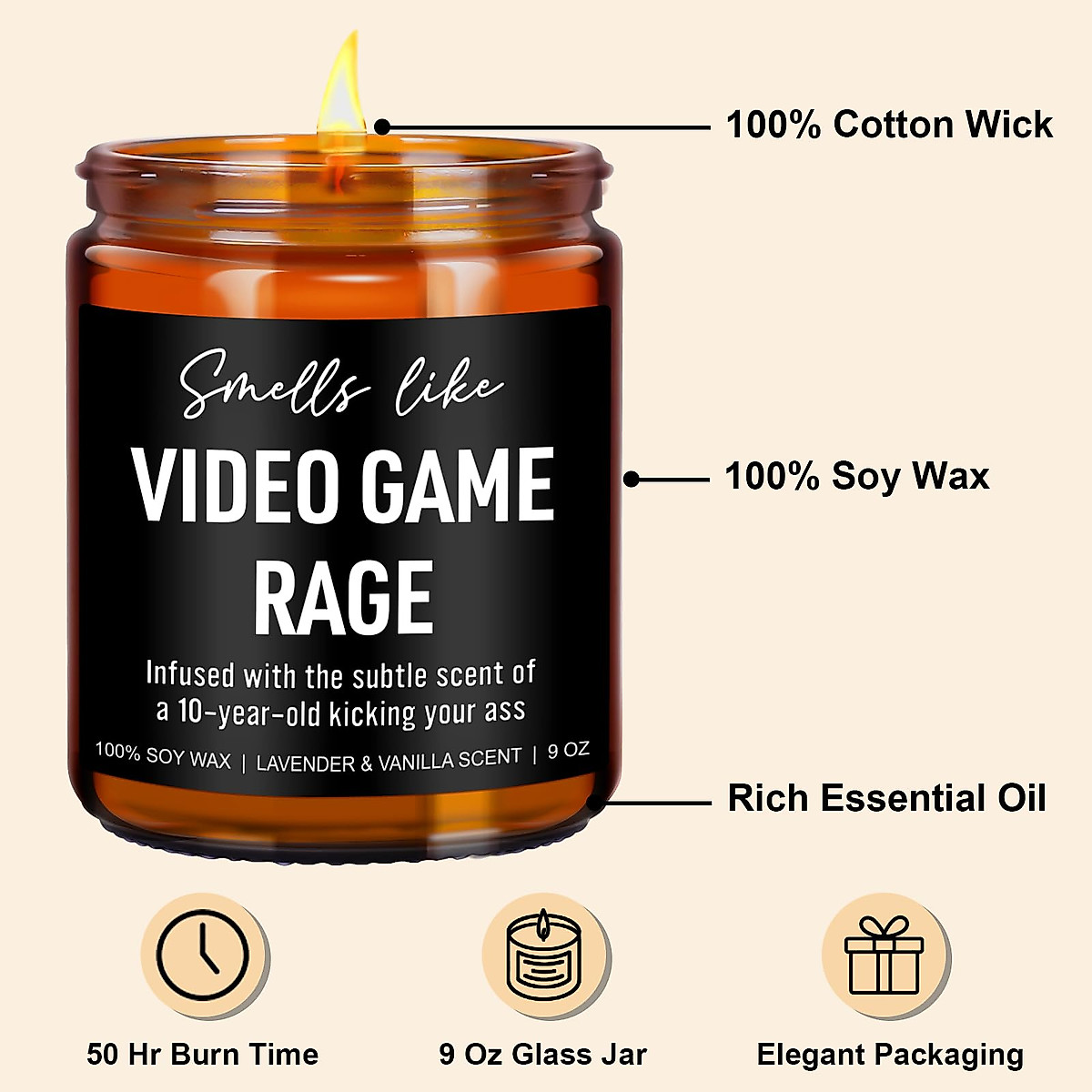 Younift Funny Video Game Rage Candle, Gamer Gifts, Gaming Gifts for Men, Video Game Gifts, Video Game Lovers Gifts Ideas, Birthday, Christmas Gifts for Gamers, Boyfriend, Husband, Teen Boys